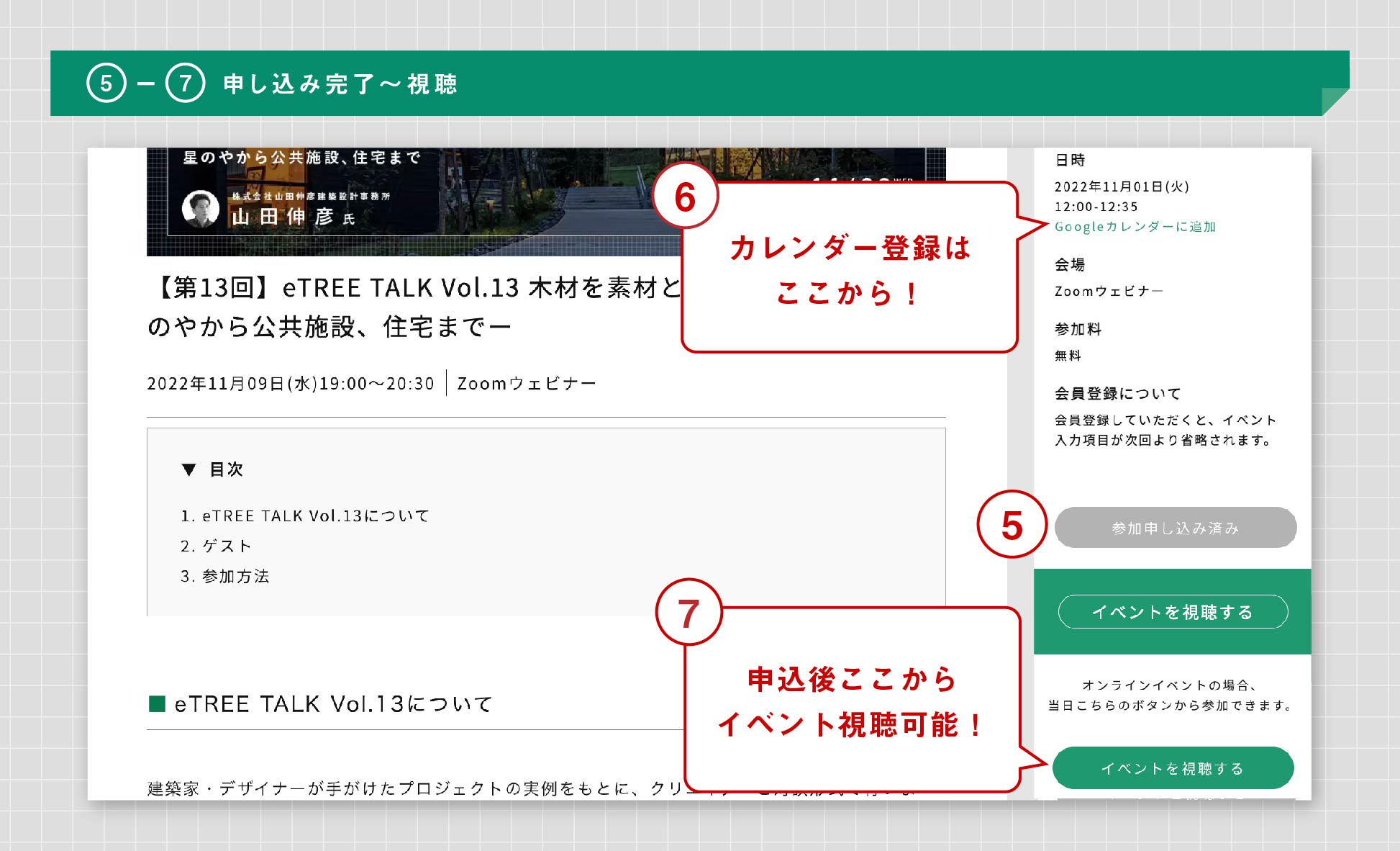 イベント参加方法（eTREE会員向け） - eTREE